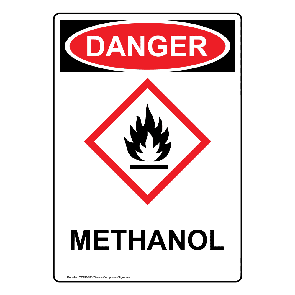 DANGER Methanol Vertical Sign with Symbol - OSHA-GHS