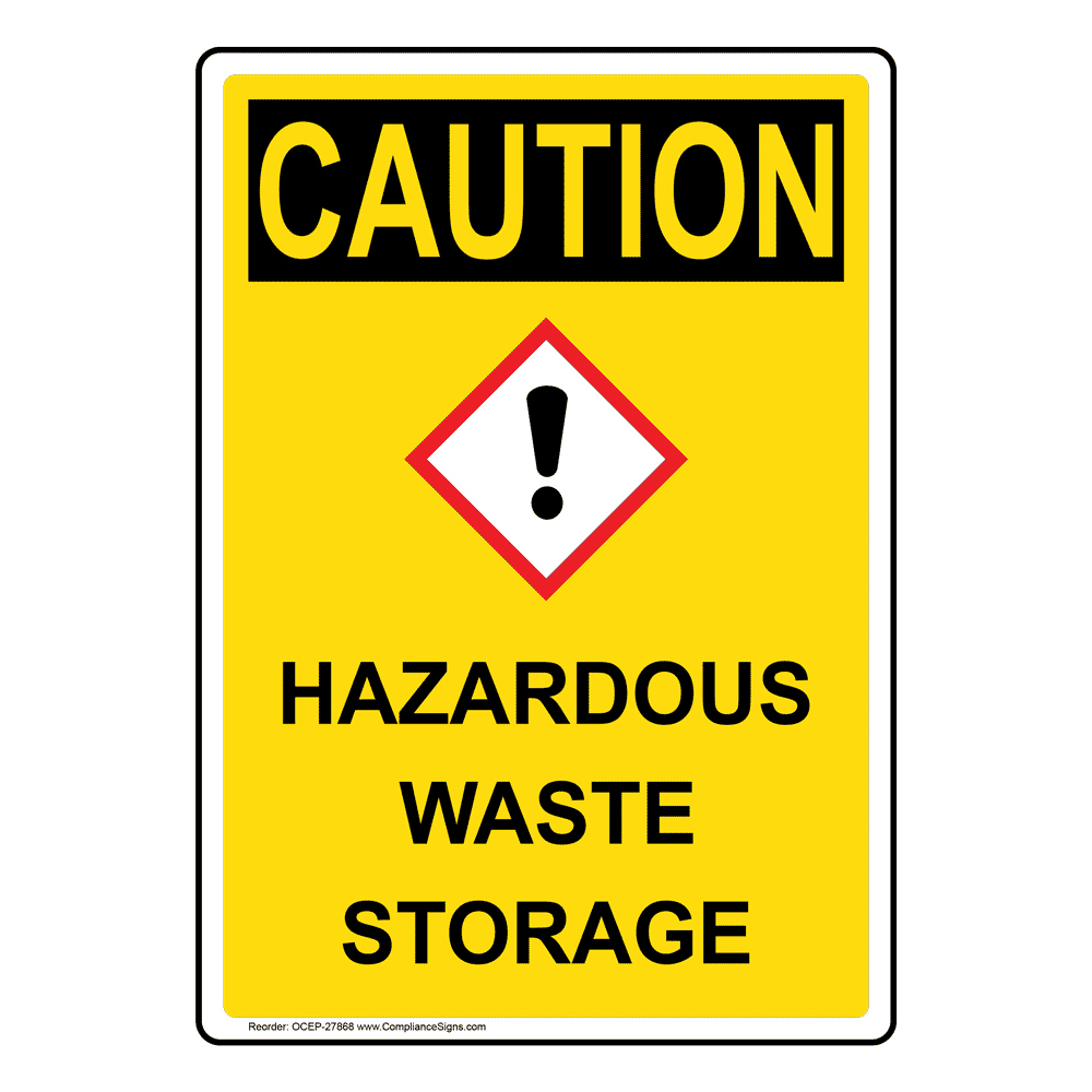Vertical Hazmat Sign - Hazardous Waste Storage - OSHA-GHS