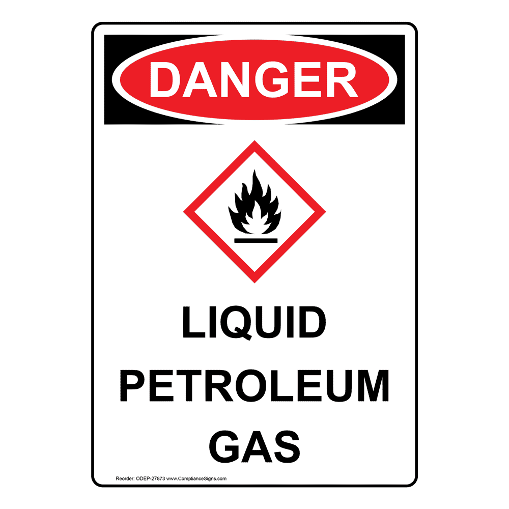 Vertical OSHA-GHS Sign or Label - Liquid Petroleum Gas - Flammable