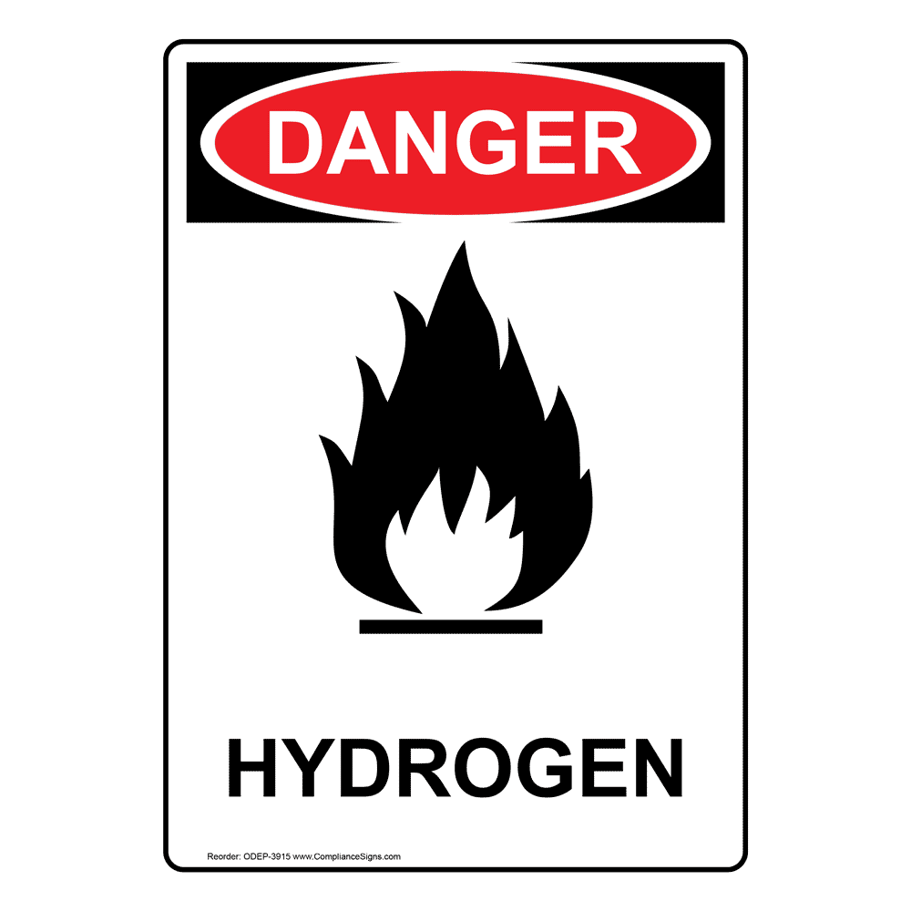 Vertical Hydrogen Sign - OSHA DANGER