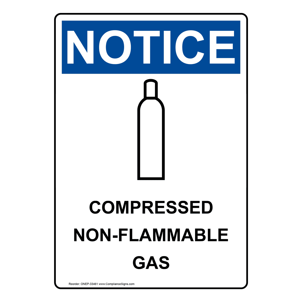 Vertical Compressed Non-Flammable Gas Sign - OSHA NOTICE