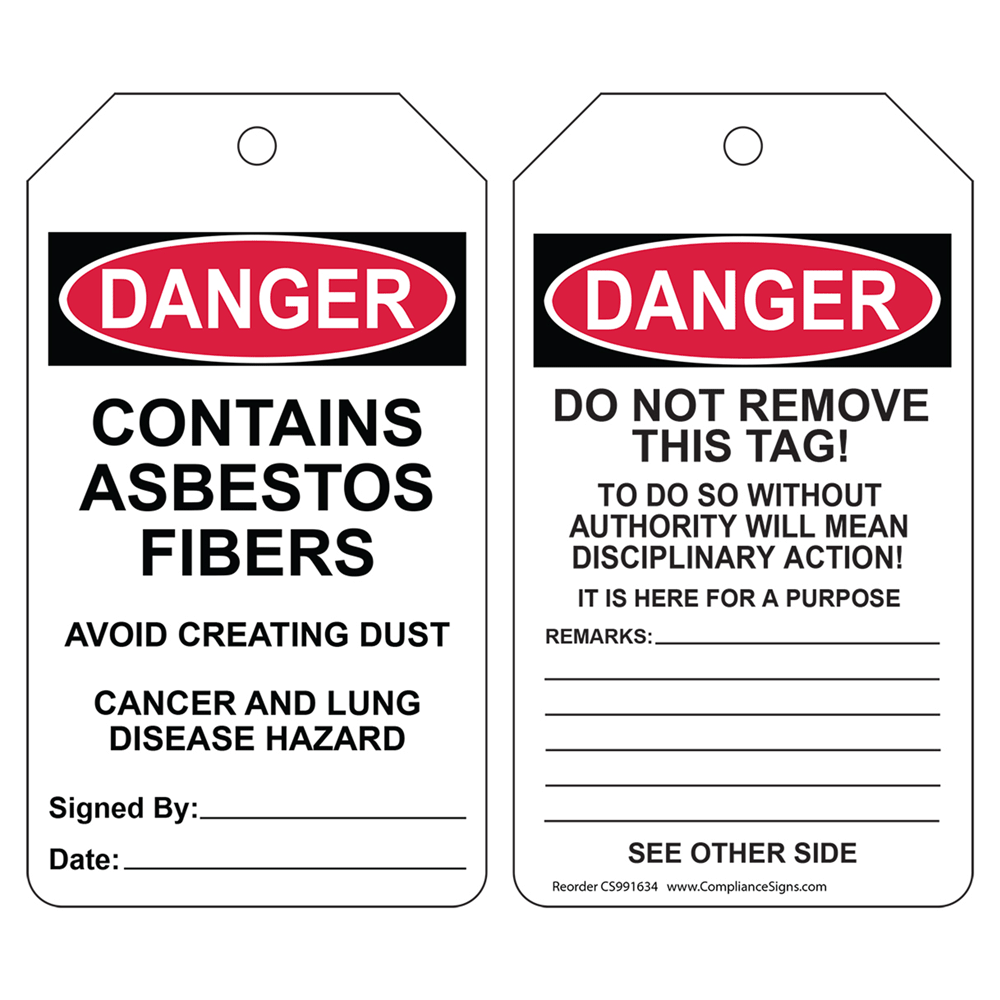 OSHA - Danger - Contains Asbestos Fibers Auth | Safety Tags