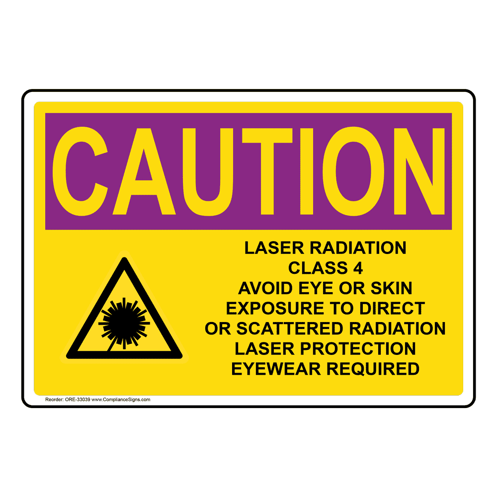 Radiation Caution Sign - Laser Radiation Class 4 Avoid - OSHA