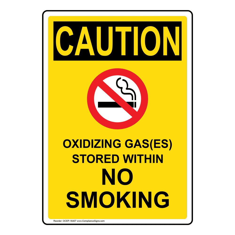 Vertical Oxidizing Gas(Es) Sign - OSHA CAUTION