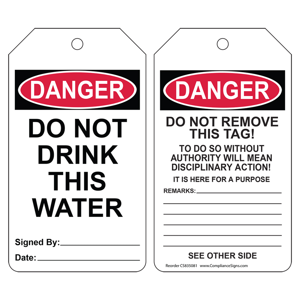 OSHA - Danger - Do Not Drink Water Authority | Safety Tags