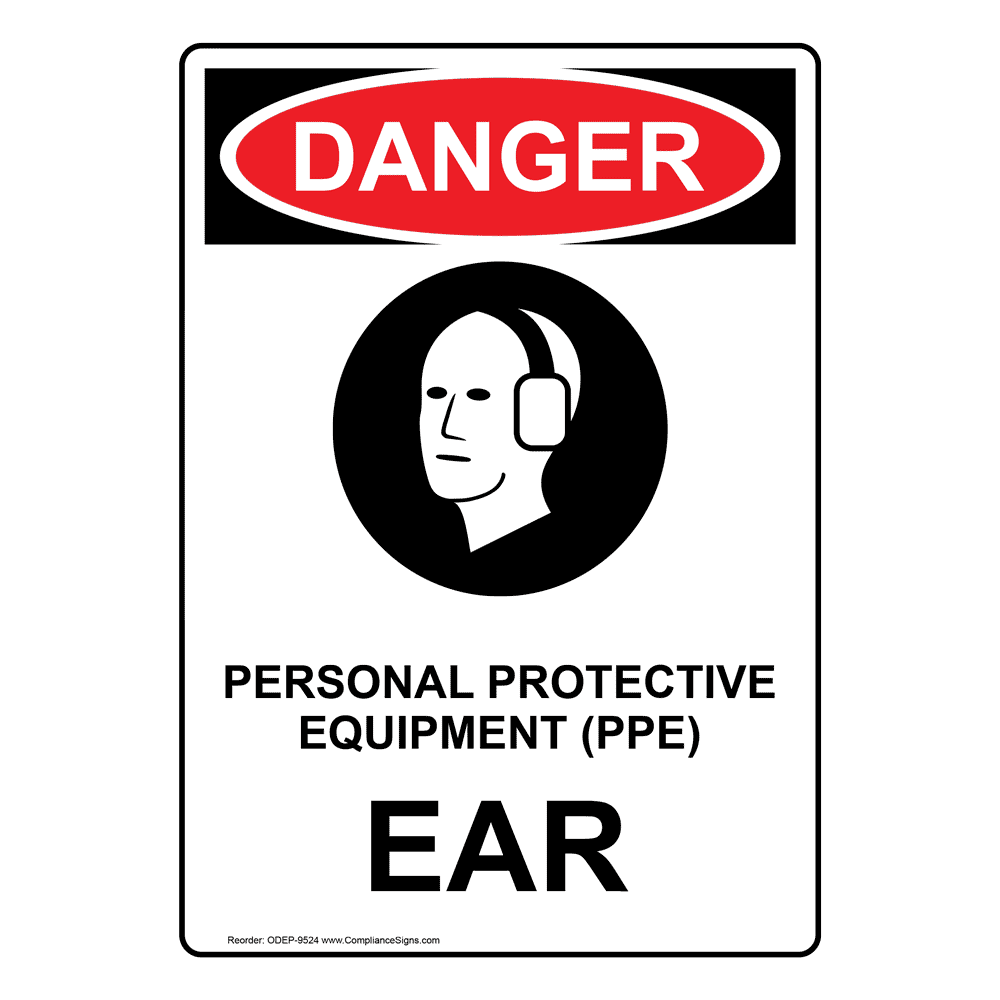 White OSHA Personal Protective Sign - Vertical - Made in USA