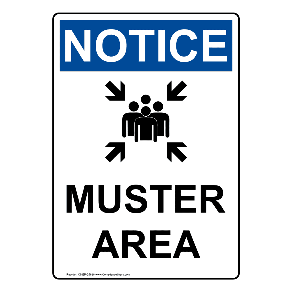 Vertical Muster Area Sign - OSHA NOTICE
