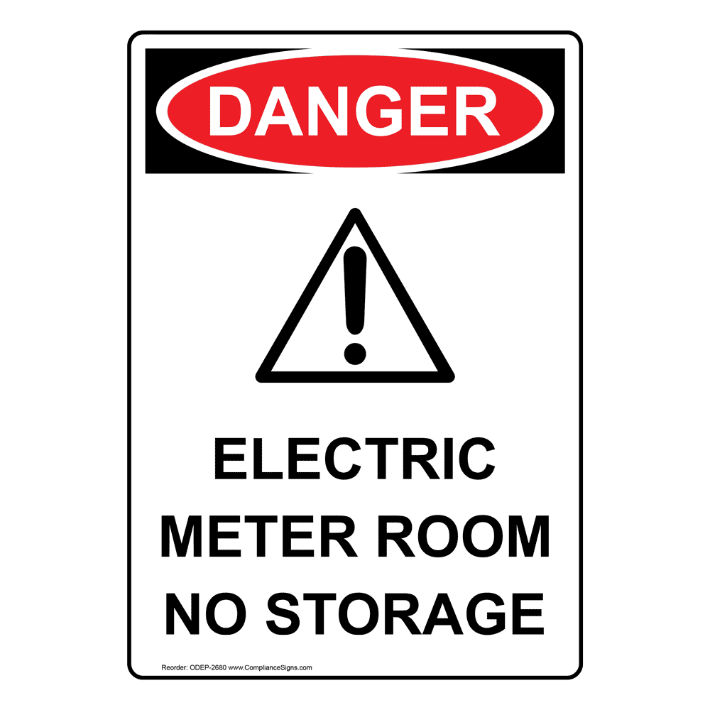 Vertical Electric Meter Room Sign - OSHA DANGER