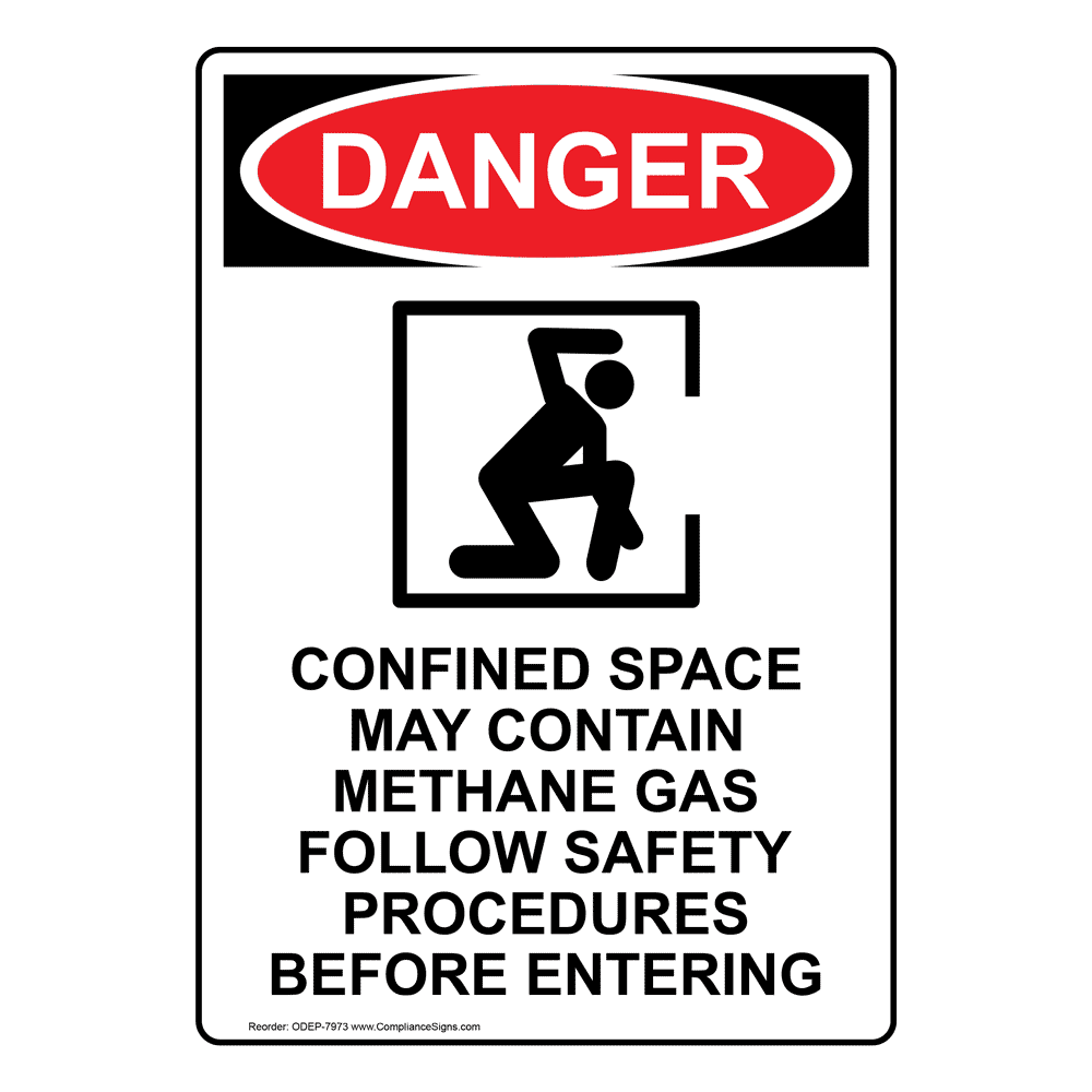 Vertical Confined Space May Sign - OSHA DANGER