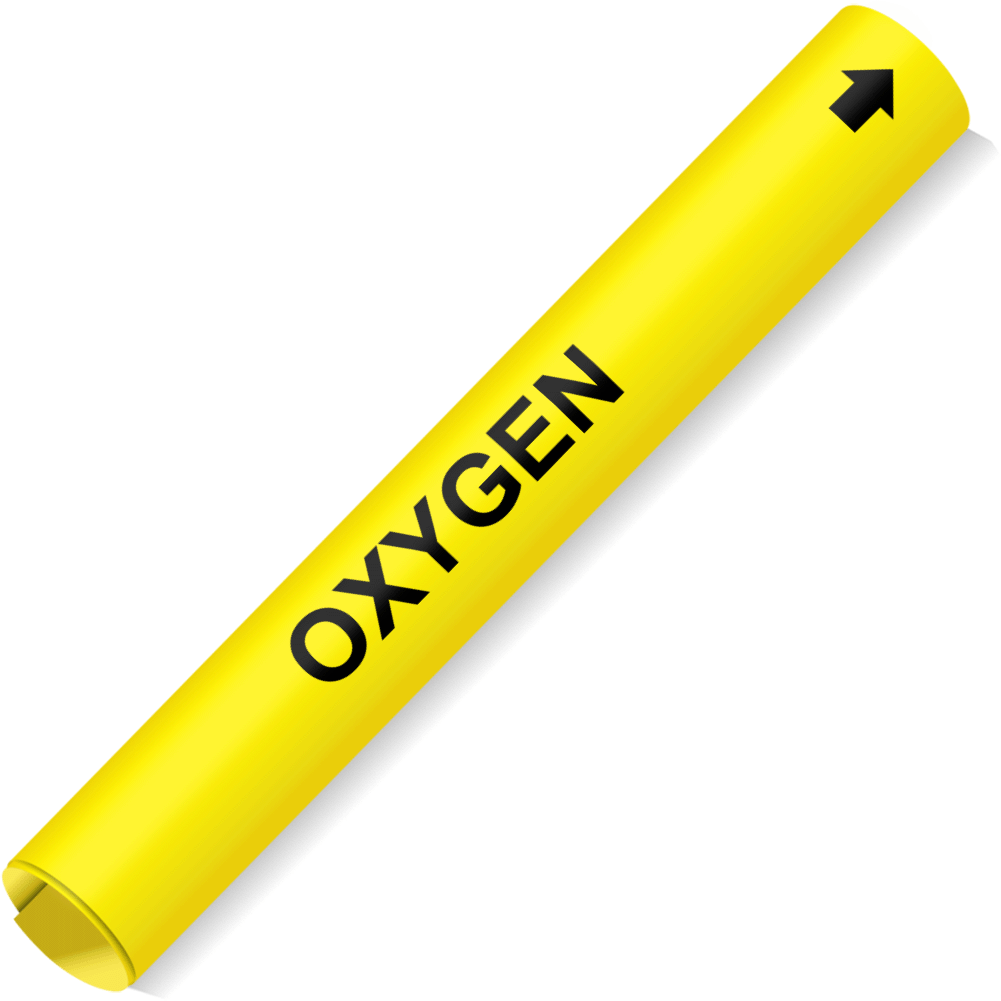 Coiled Pipe Marker - OXYGEN - Yellow - ASME A13.1