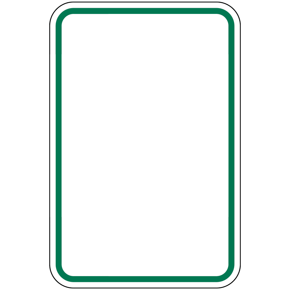 Vertical Sign - Blank - Green Border Blank Write-On Sign