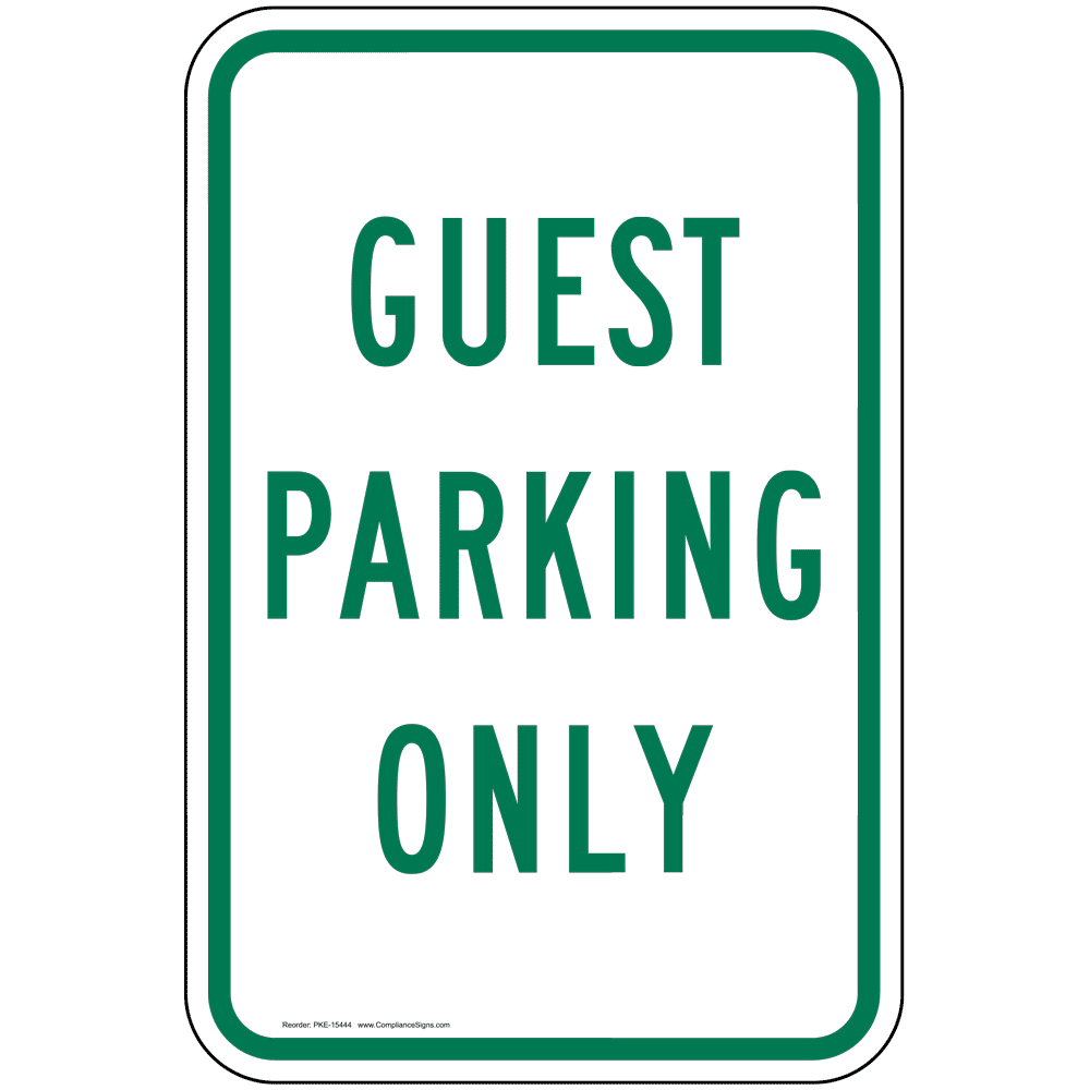 White Reflective Guest Parking Sign or Label