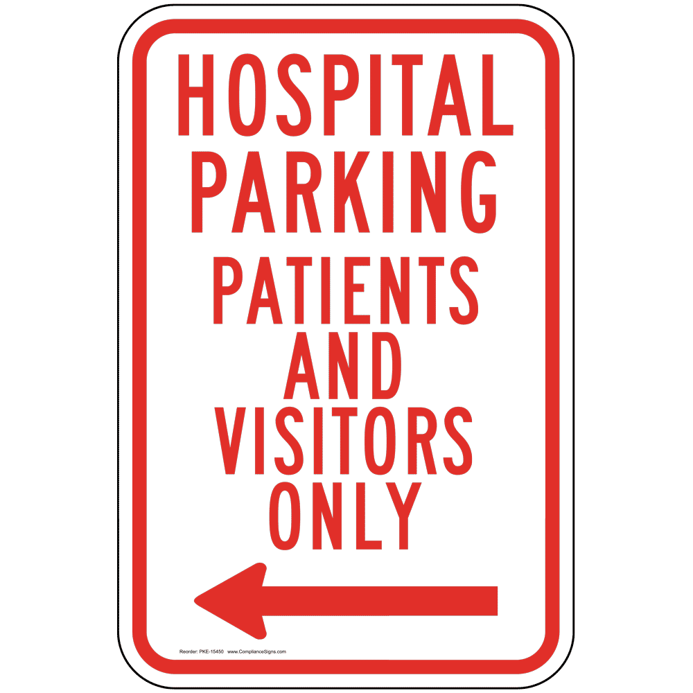 White Reflective Hospital Parking Only Sign or Label