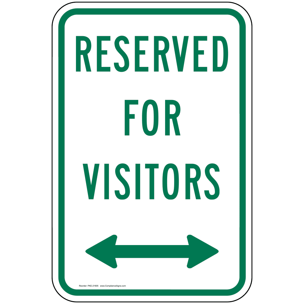 White Reflective Vertical Sign - Reserved For Visitors Sign With Arrows