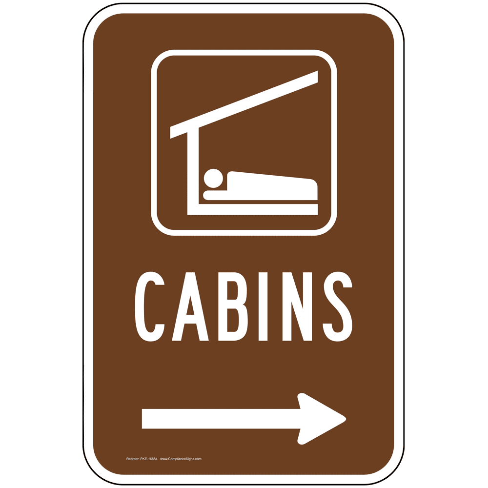Vertical Sign - Parks / Camping - Cabins Right Arrow Sign