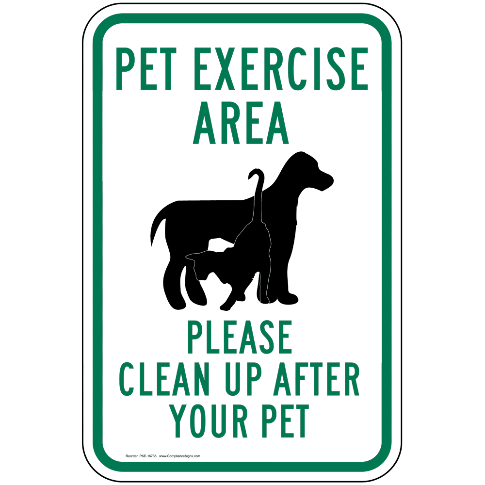 Pet Exercise Area Sign or Label - White Reflective Pet Exercise Area Sign or Label - White Reflective