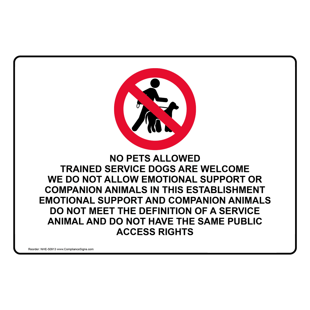 No Pets Allowed Trained Service Dogs Sign With Symbol NHE 50913 No Pets Allowed Trained Service Dogs Sign With Symbol NHE 50913