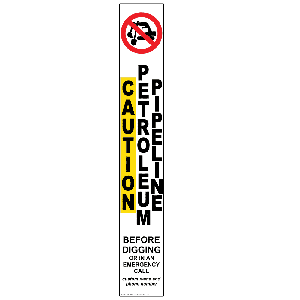 Custom Petroleum Pipeline Call Before Digging Label / Sticker - White