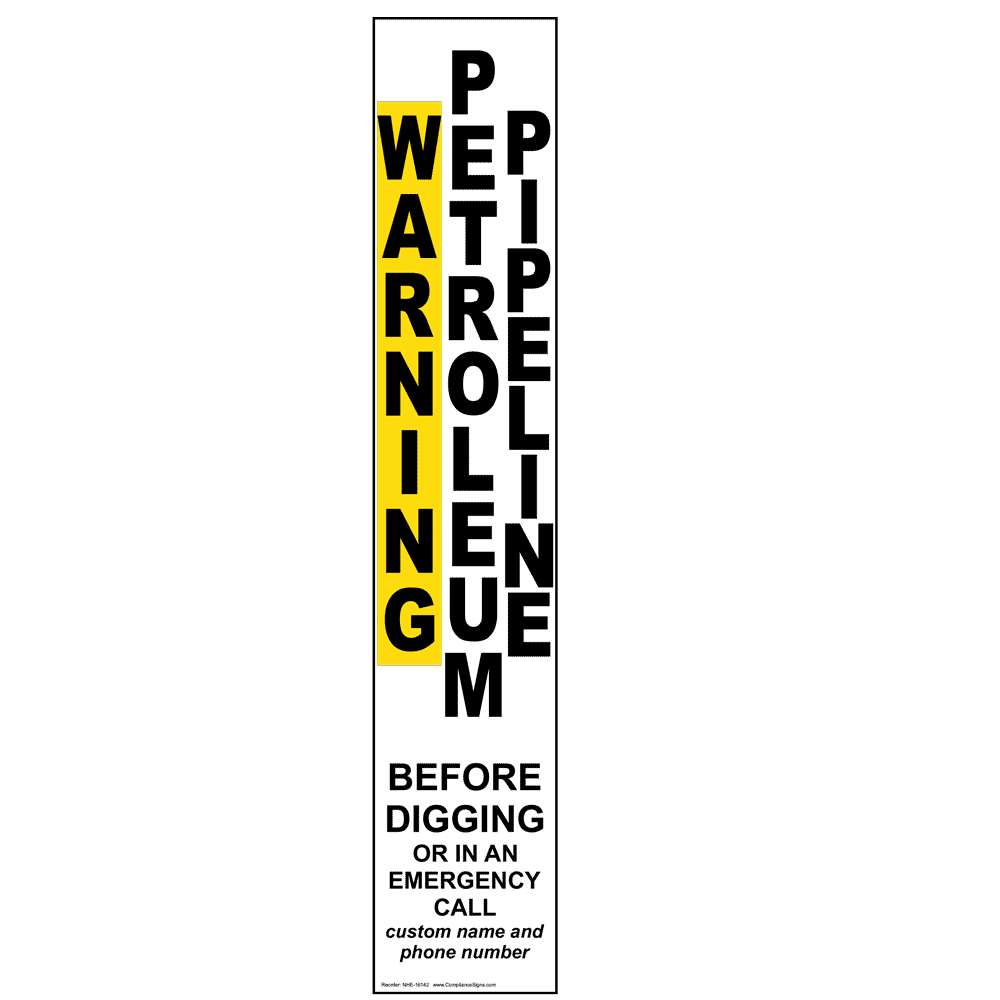 Utility Label: Warning Petroleum Pipeline Before Digging - Self-Adhesive