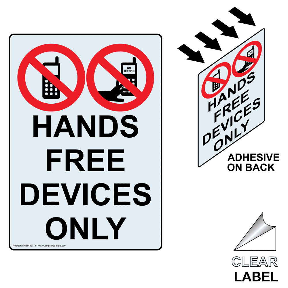 Portrait Hands Free Devices Only Clear Label With Symbol NHEP-25778
