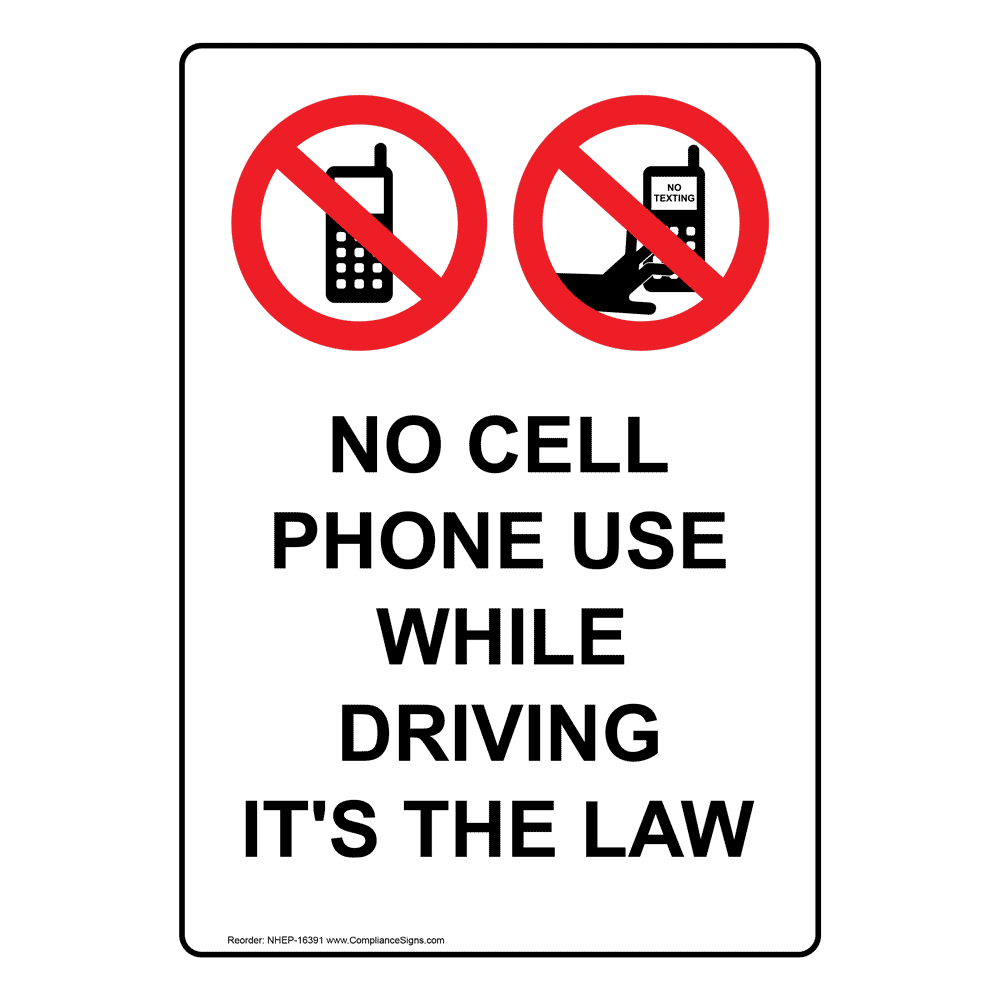 Vertical White No Cell Phone Use While Sign Or Label Symbol Vertical White No Cell Phone Use While Sign Or Label Symbol