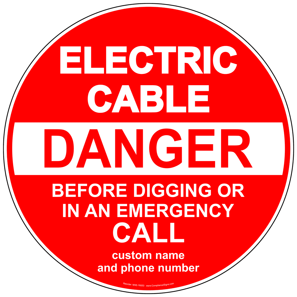 Pipeline / Utility Sign - Danger Electric Cable Call Before Dig - Red