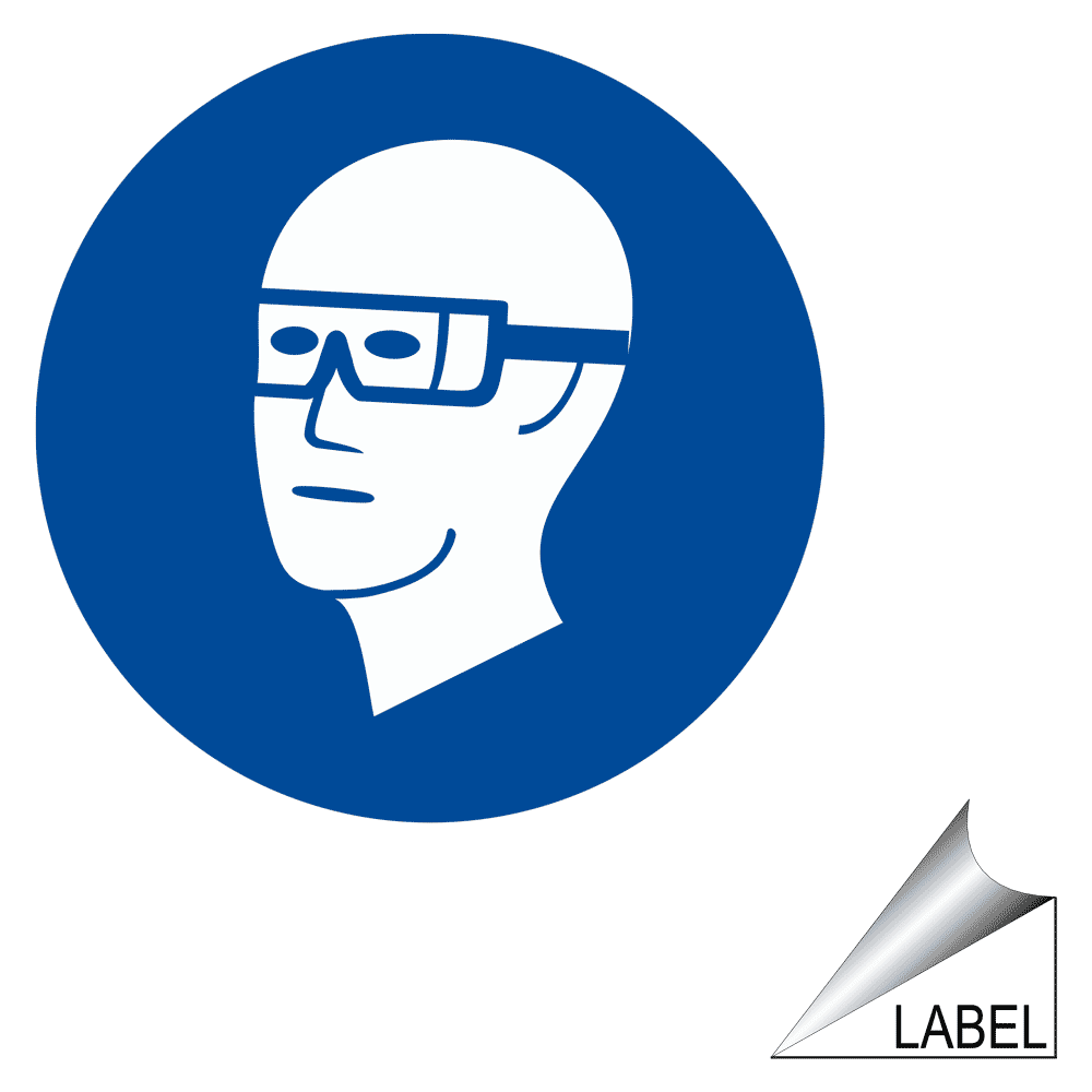 PPE - Eye [Graphic] Safety Glasses Label / Sticker - White - US Made