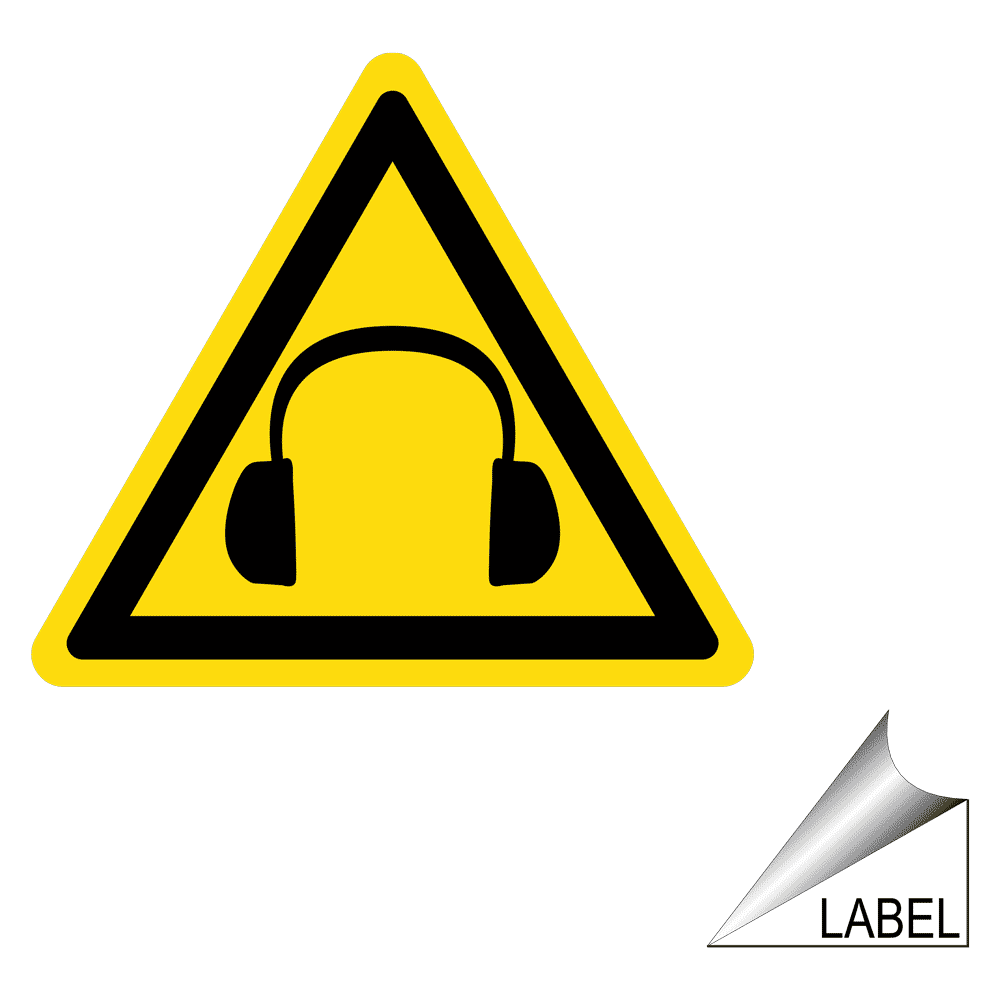 PPE Hearing Protection Symbol Label / Sticker - Yellow Reflective