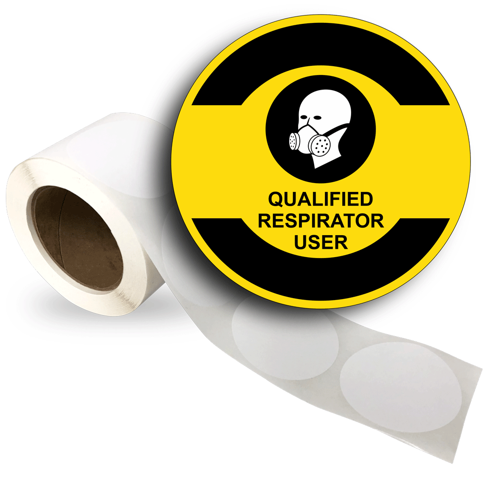 2-inch Round Respirator Qualified Labels on Roll - Yellow
