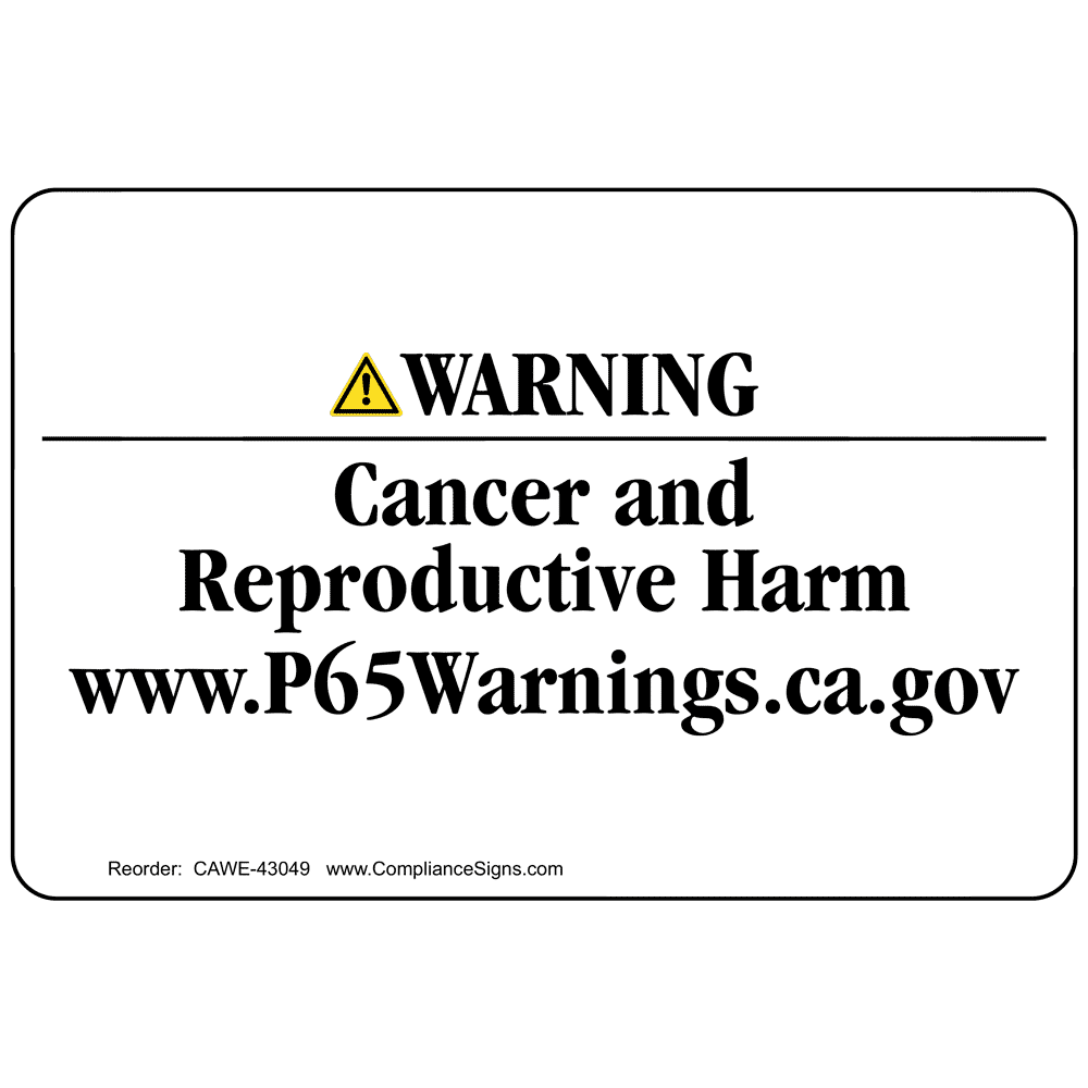 Roll of Prop 65 Chemical Labels - Cancer / Reproductive Harm - 5 Mil Poly
