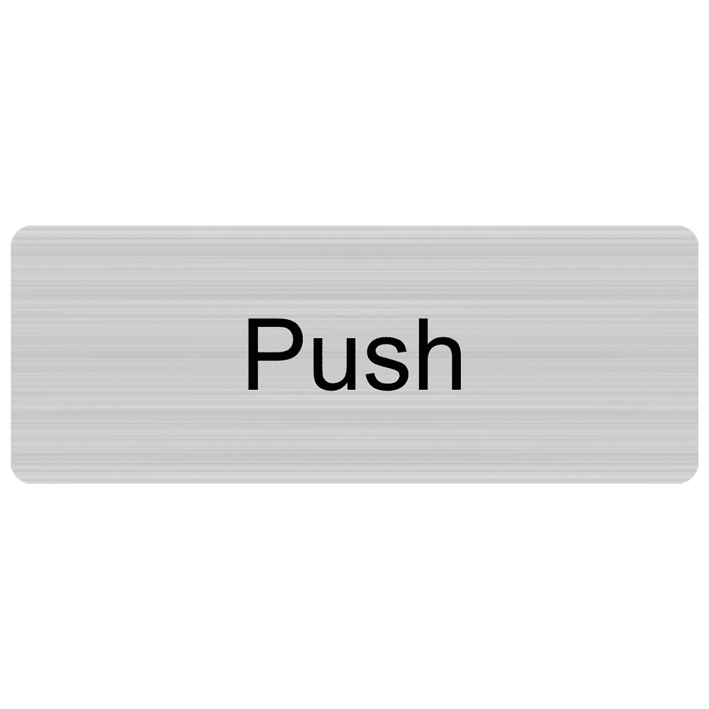 Push Black on Silver Engraved Sign EGRE-525-BLKonSLVR Enter / Exit