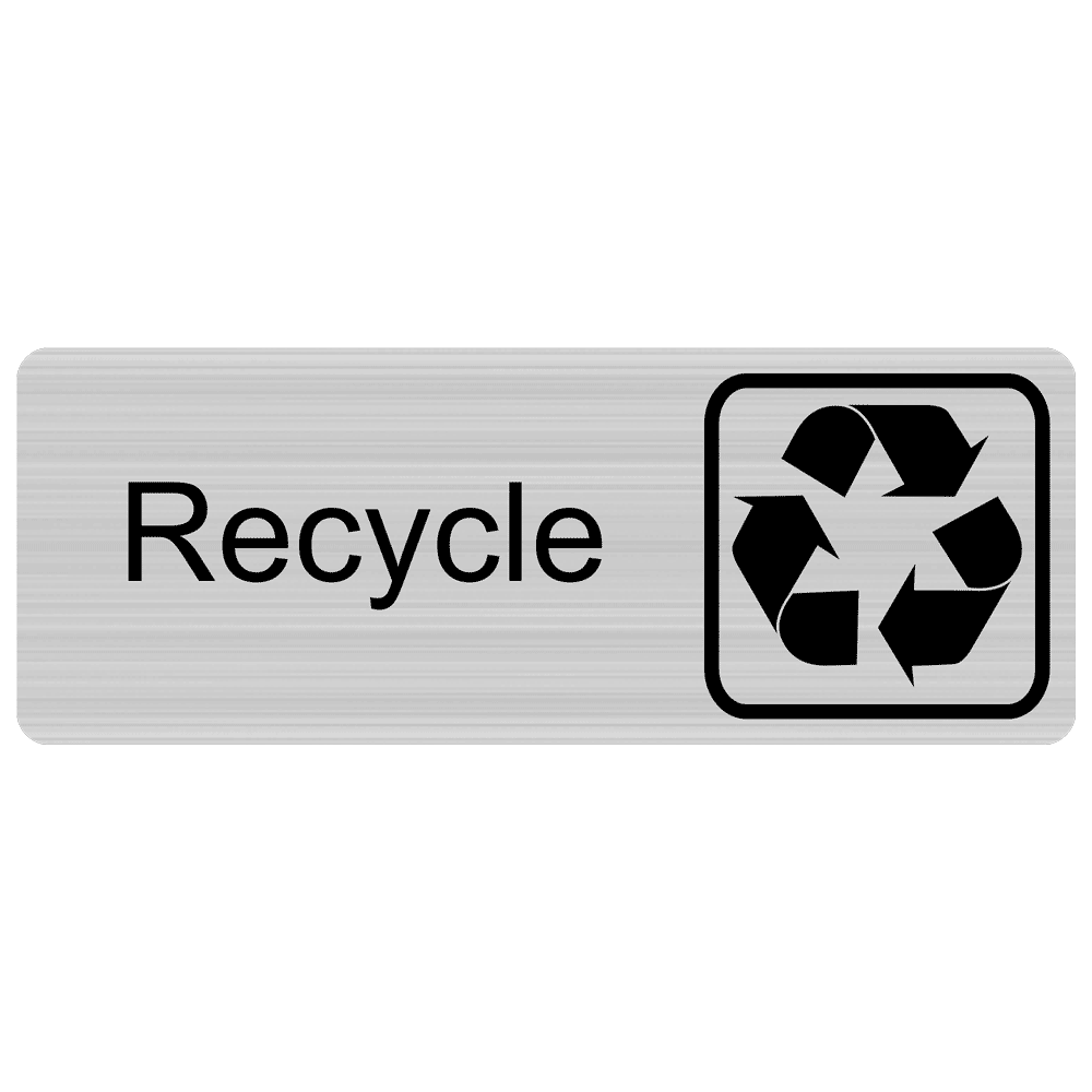 Recycle Black on Silver Engraved Sign EGRE-538-SYM-BLKonSLVR Recycle
