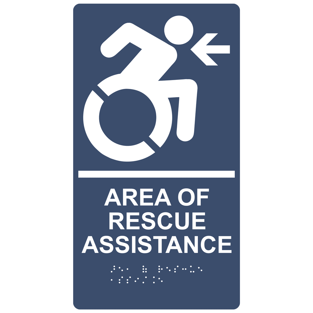Portrait Area Of Rescue Assistance Sign RRE-14765R_WHTonNavy