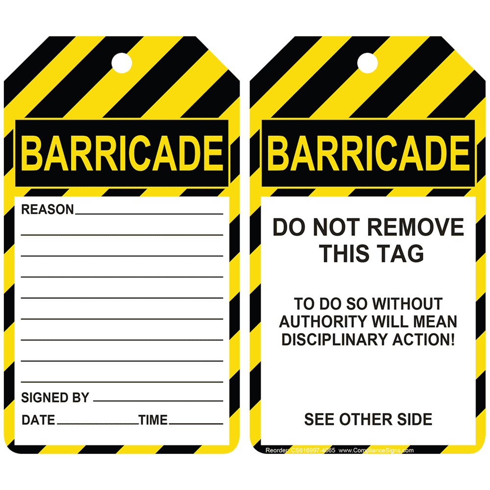 Yellow Barricade Do Not Remove Restricted| Safety Tags