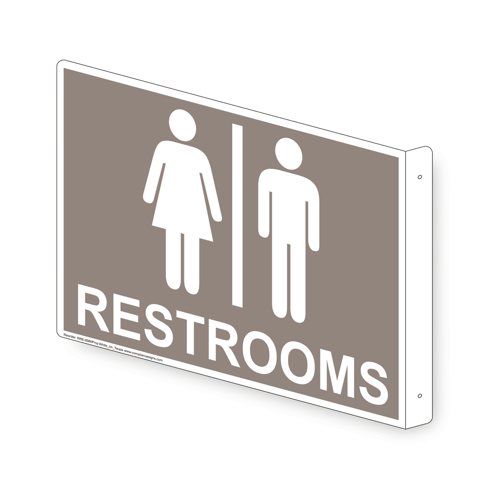 Restrooms White on Taupe Sign RRE-6980Proj-WHTonTaupe Restrooms