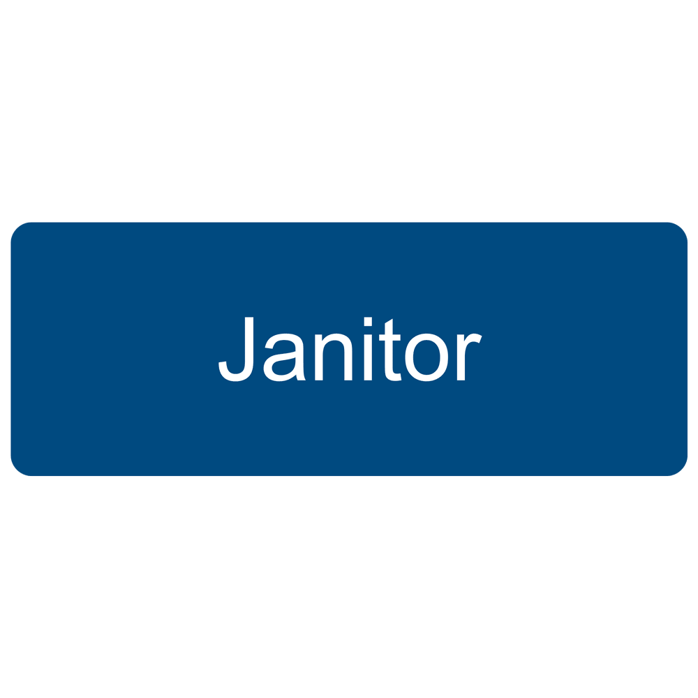 Janitor White on Blue Engraved Sign EGRE-376-WHTonBLU Wayfinding