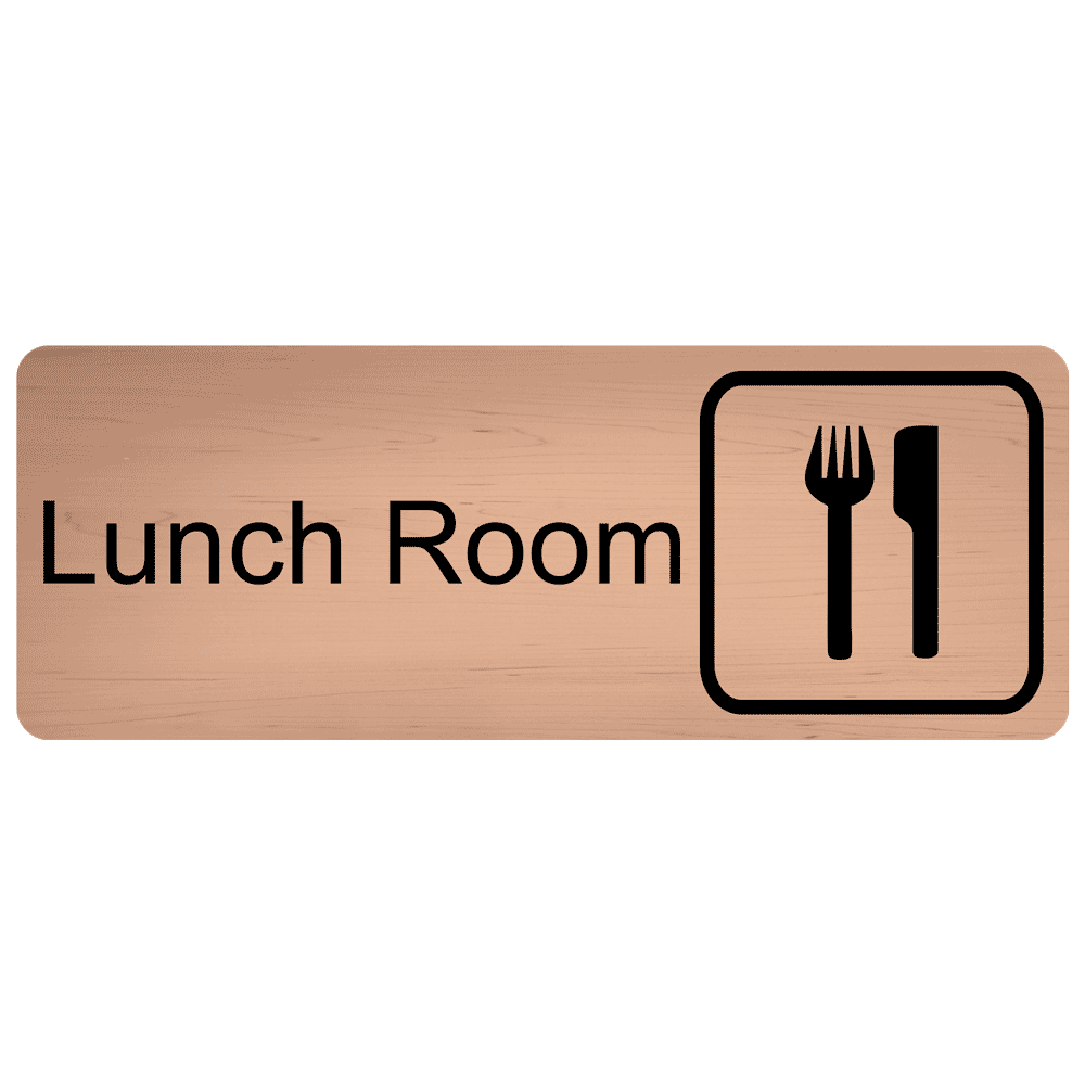 Lunch Room Engraved Sign EGRE-410-SYM-BLKonCSHW Wayfinding Room Name