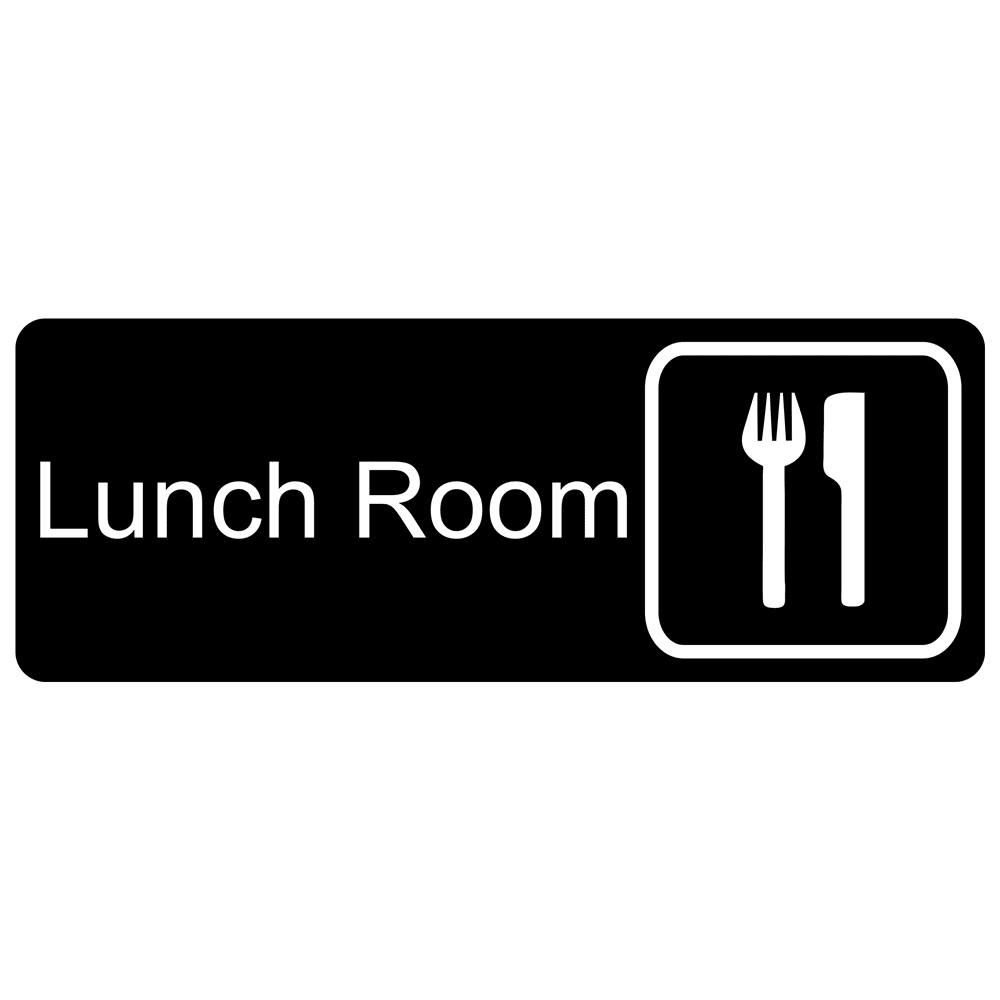 Lunch Room White on Black Engraved Sign EGRE-410-SYM-WHTonBLK