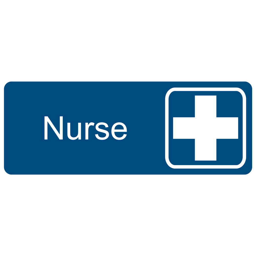 Nurse White on Blue Engraved Sign EGRE-481-SYM-WHTonBLU Wayfinding
