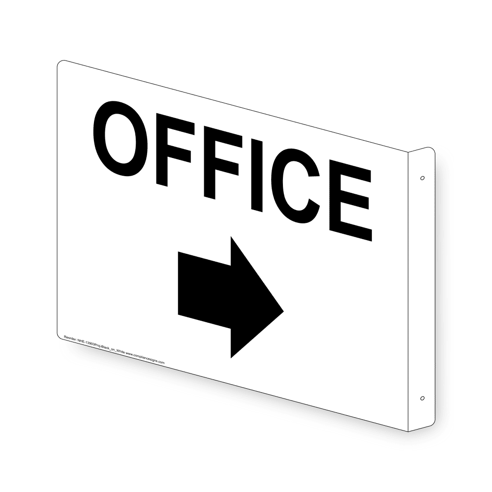 Office With Arrow Sign NHE-13903Proj-BLKonWHT Wayfinding