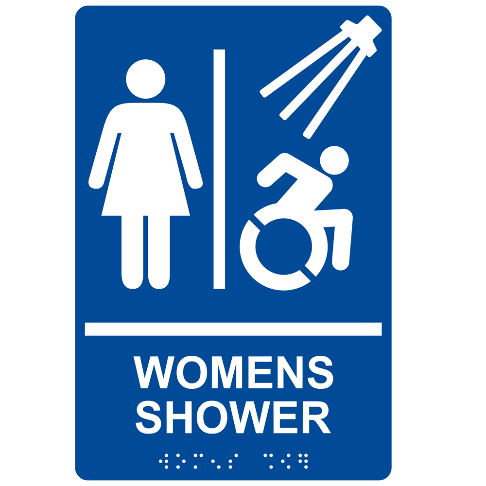 Womens Shower Braille Sign With Dynamic Accessibility Symbol RRE-14860R ...