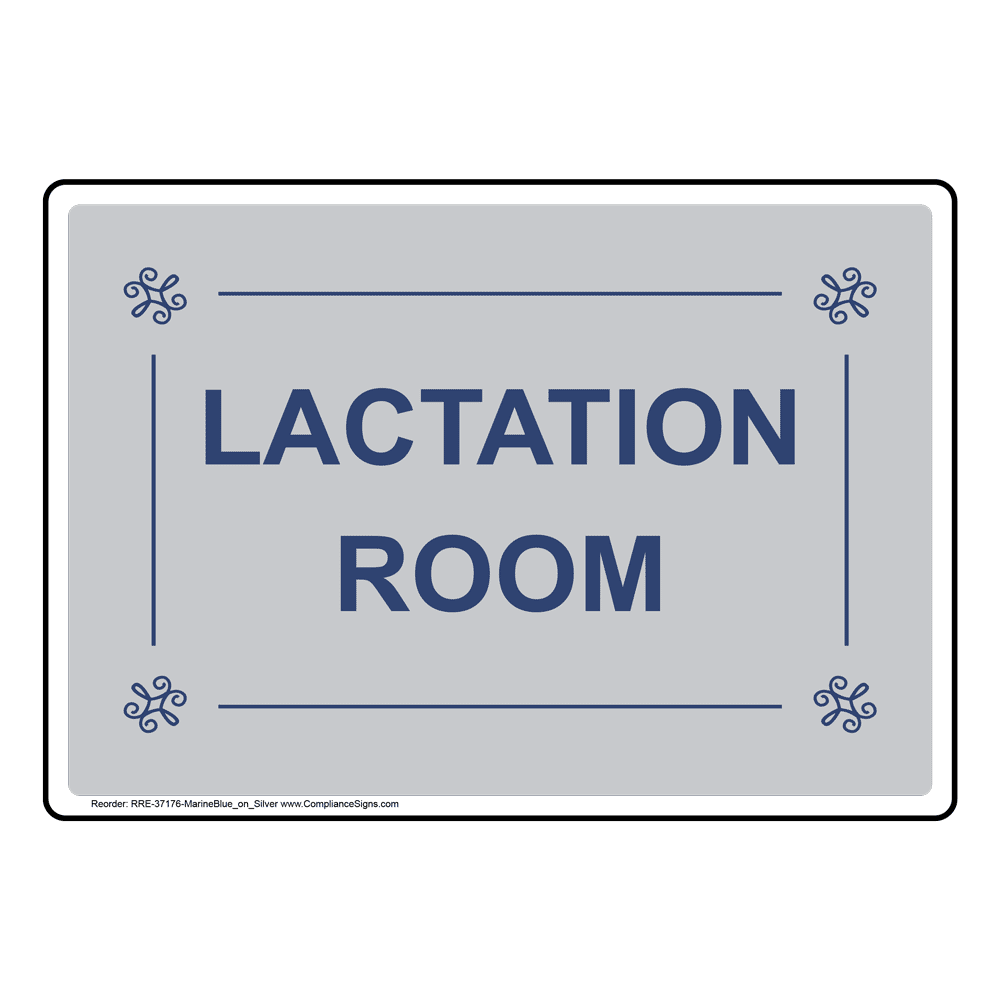 Silver Lactation Room Sign RRE-37176-MBLUonSLVR