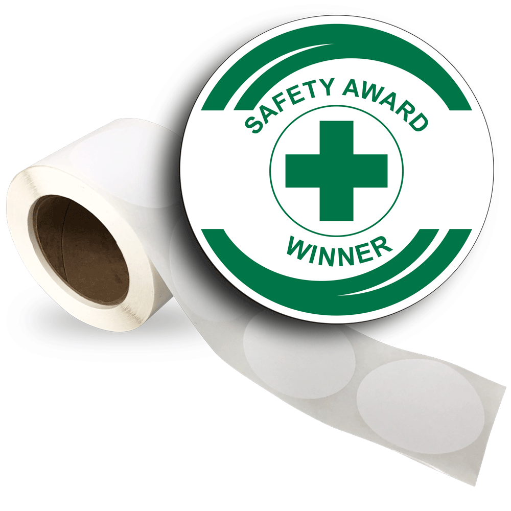 Safety Award Winner Labels on Roll - Round - White