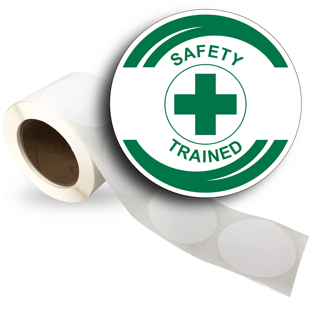 Safety Trained Labels on Roll - Round - White