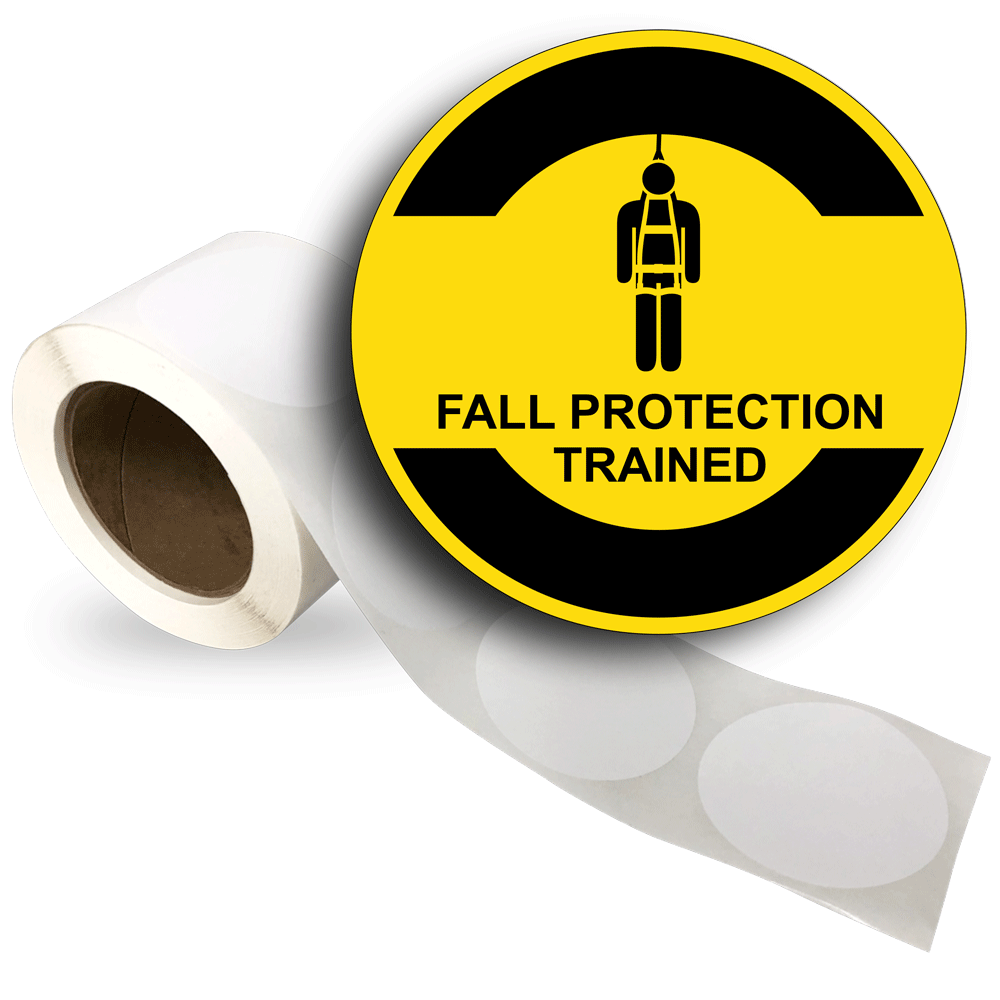 2-inch Round Fall Protection Trained Labels on Roll - Yellow