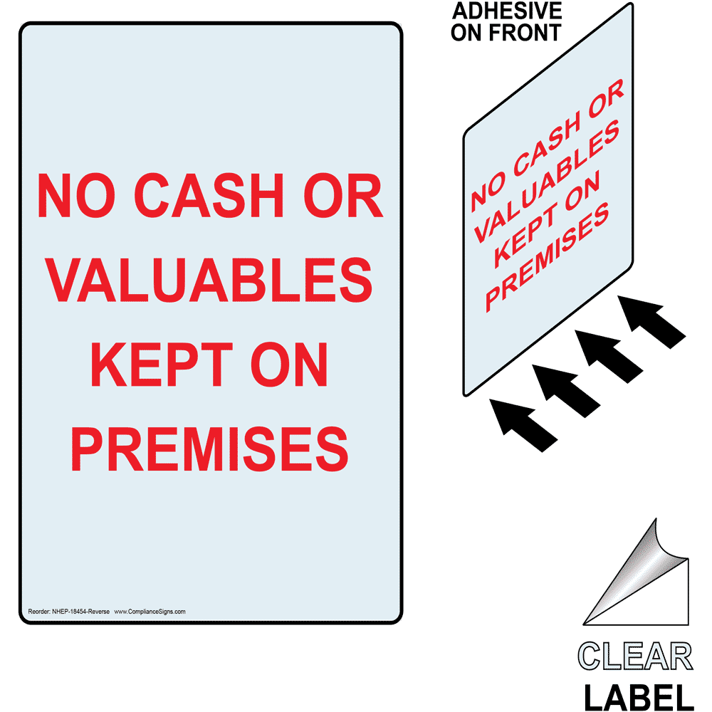 Portrait No Cash Or Valuables Clear Label NHEP-18454-Reverse