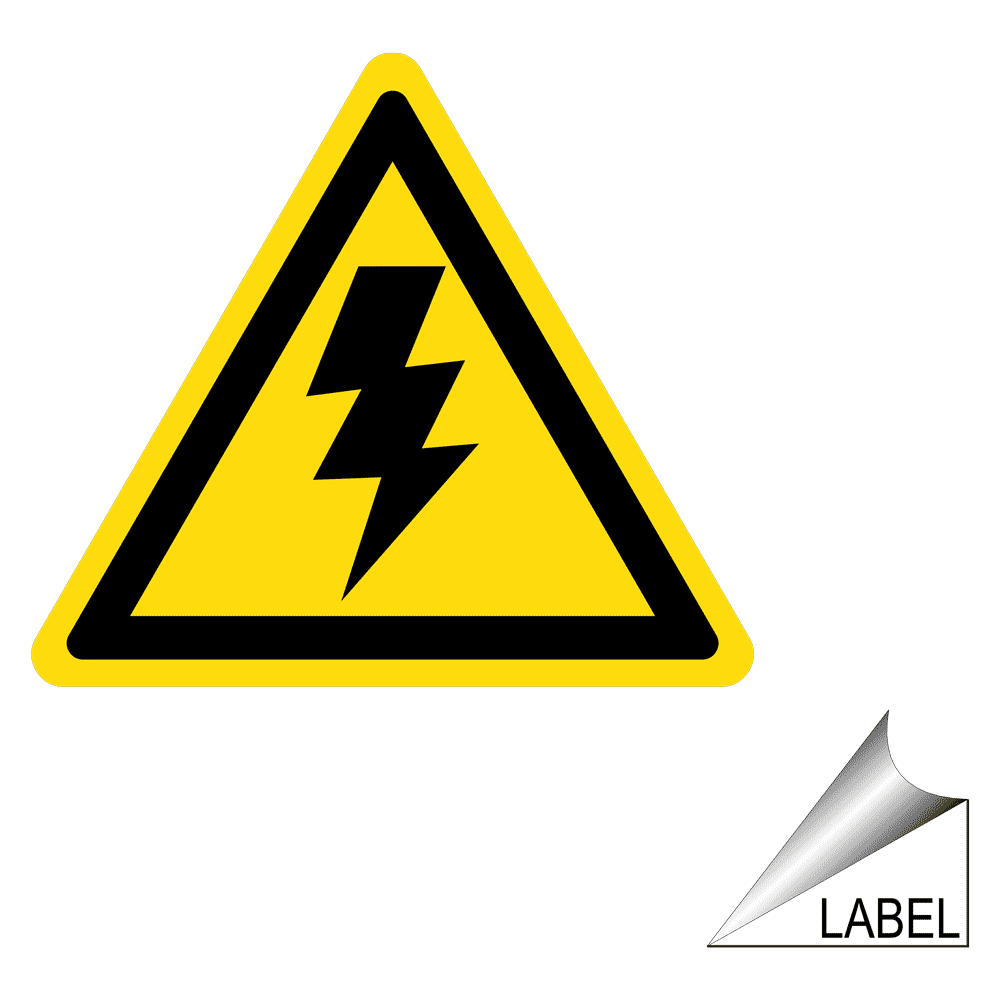 Triangle Electrocution Hazard Symbol Label - Glow Yellow Reflective