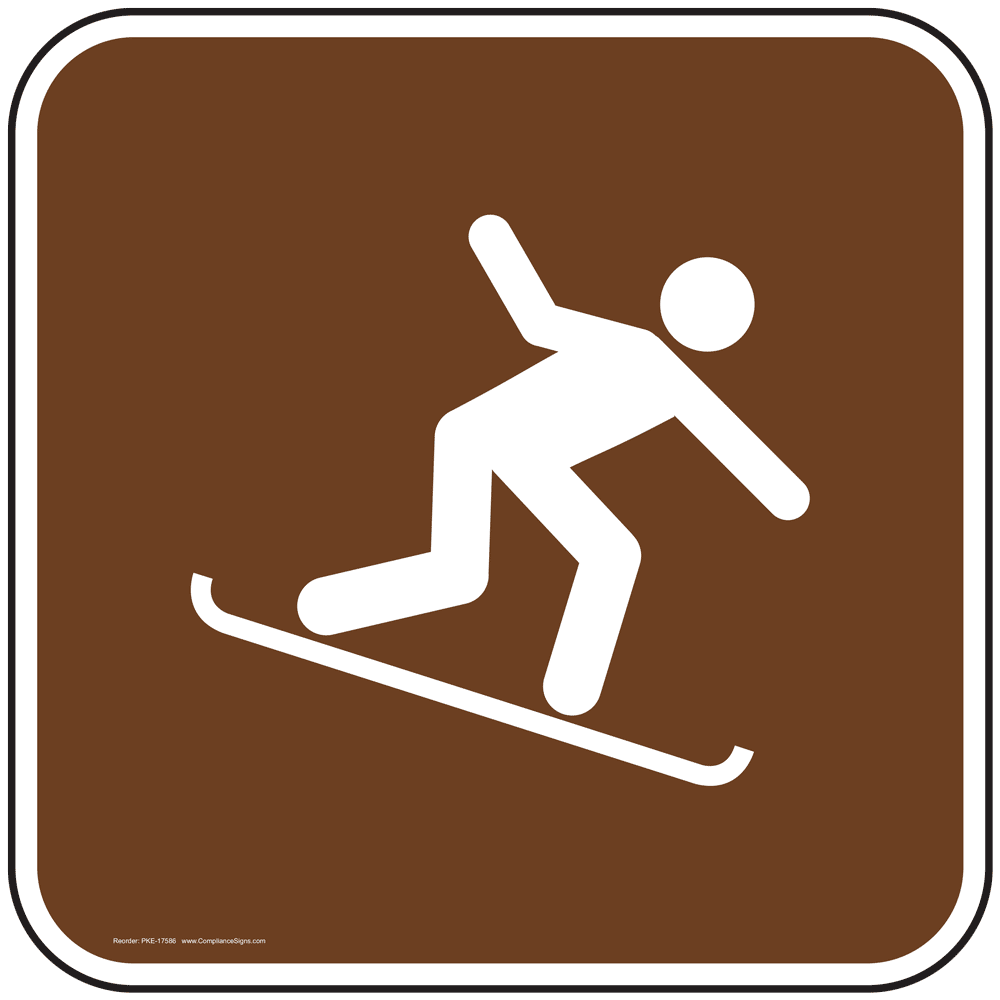 Recreation Skiing Snowboarder Symbol Sign - Reflective Brown - US Made