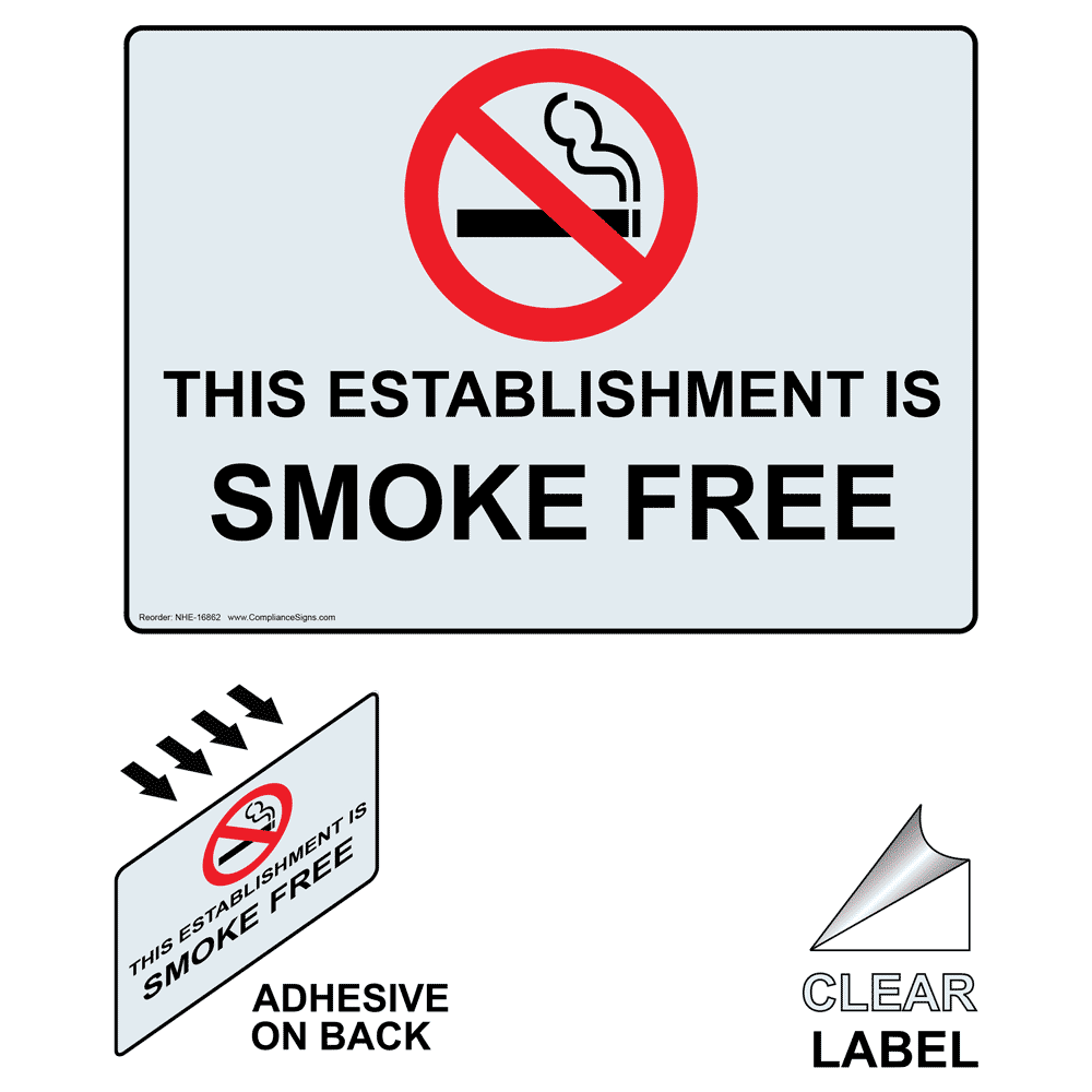 This Establishment Is Smoke Free Label NHE-16862 No Smoking