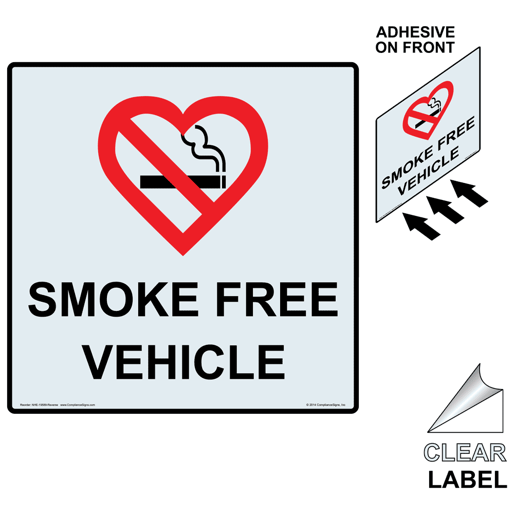 Smoke Free Vehicle Label NHE-19589-Reverse No Smoking